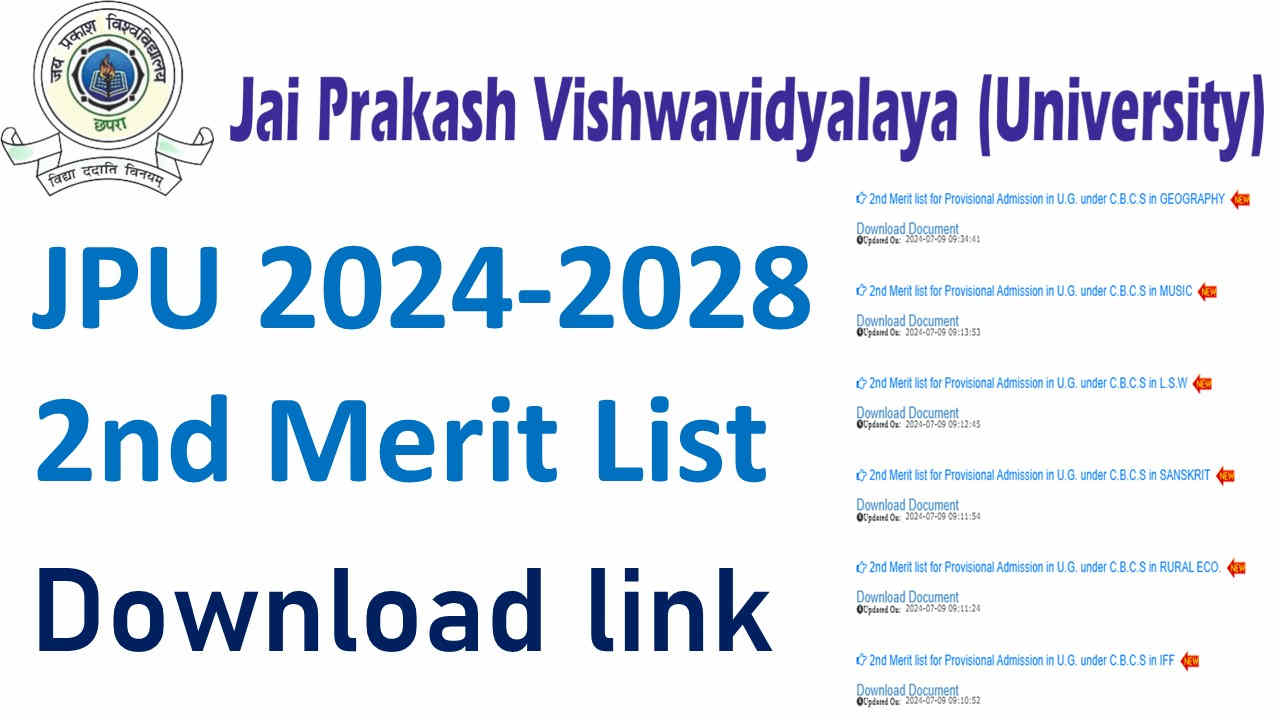 JPU 2024-2028 2nd Merit List || JPU UG Admission 2024-2028 2nd Merit ...